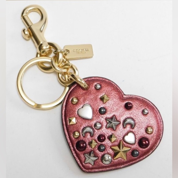 Coach | Accessories | Coach Rare Moon Stars Leather Bag Charmkey Fob ...